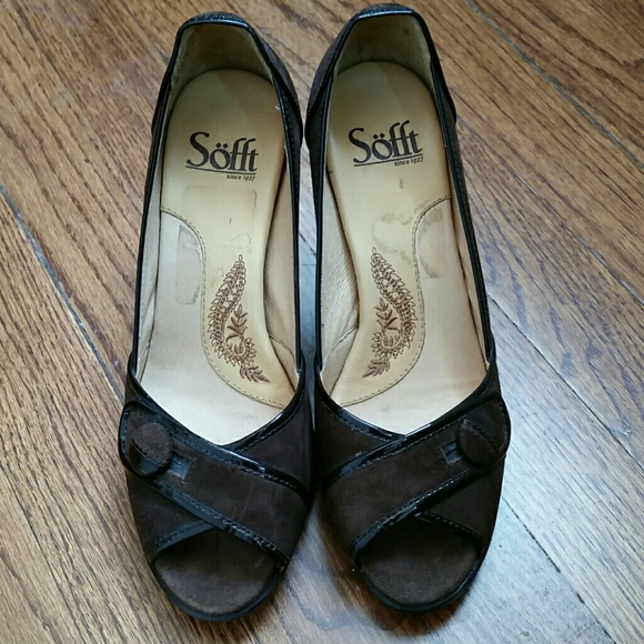 Sofft | Shoes | Sofft Brown Suede Peeptoe Pumps Size 6 | Poshmark